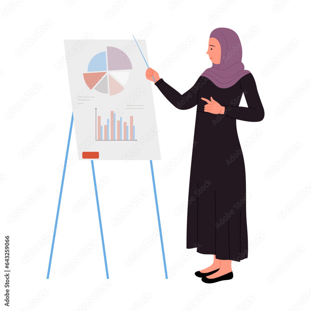 Muslim businesswoman speaker for presentation. Arabic female manager ...