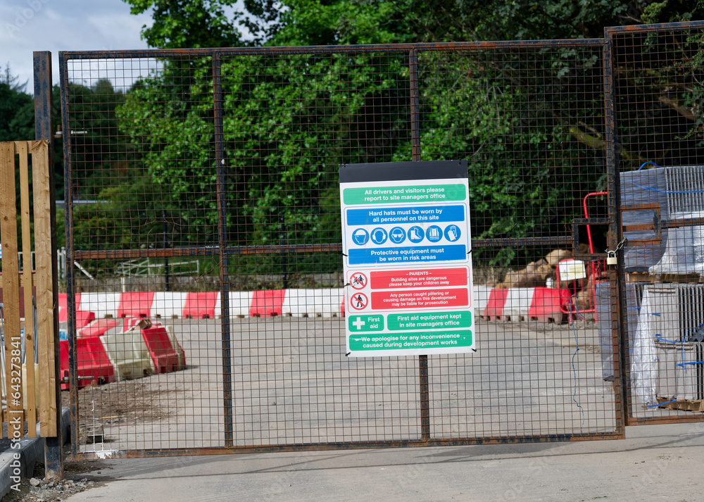 Construction site health and safety message rules sign board signage on ...