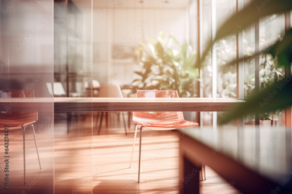 Simple and practical table with chair and laptop placed on it. This ...