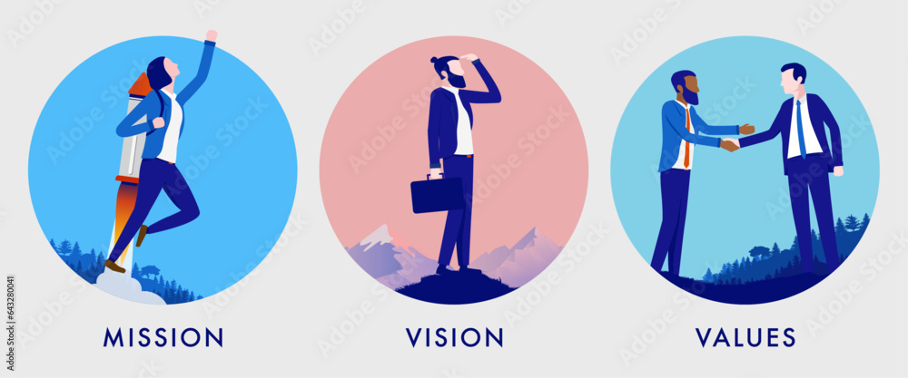 Business mission vision and values vector - Set of illustrations with ...