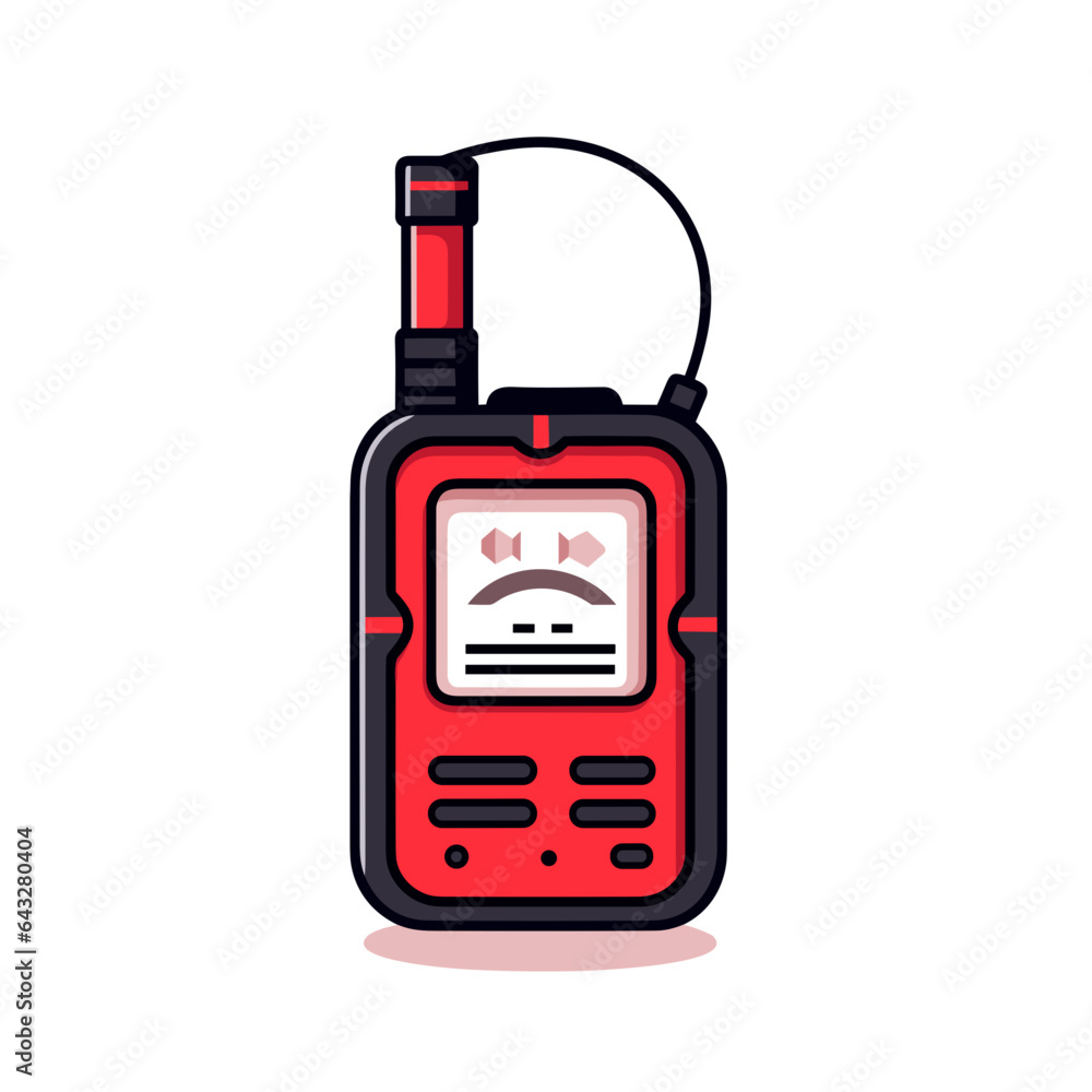 Radon detector vector icon in minimalistic, black and red line work ...