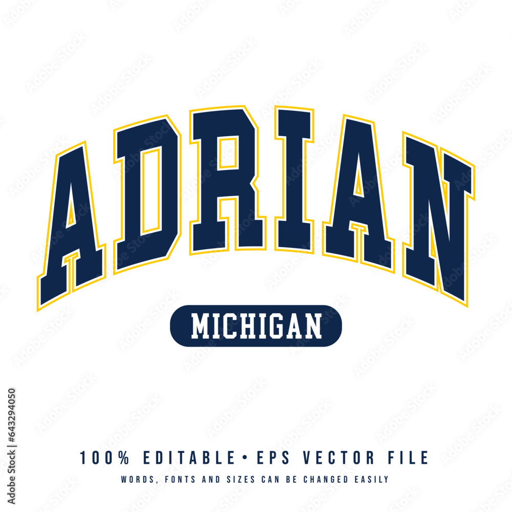 Adrian text effect vector. Vintage editable college t-shirt design ...