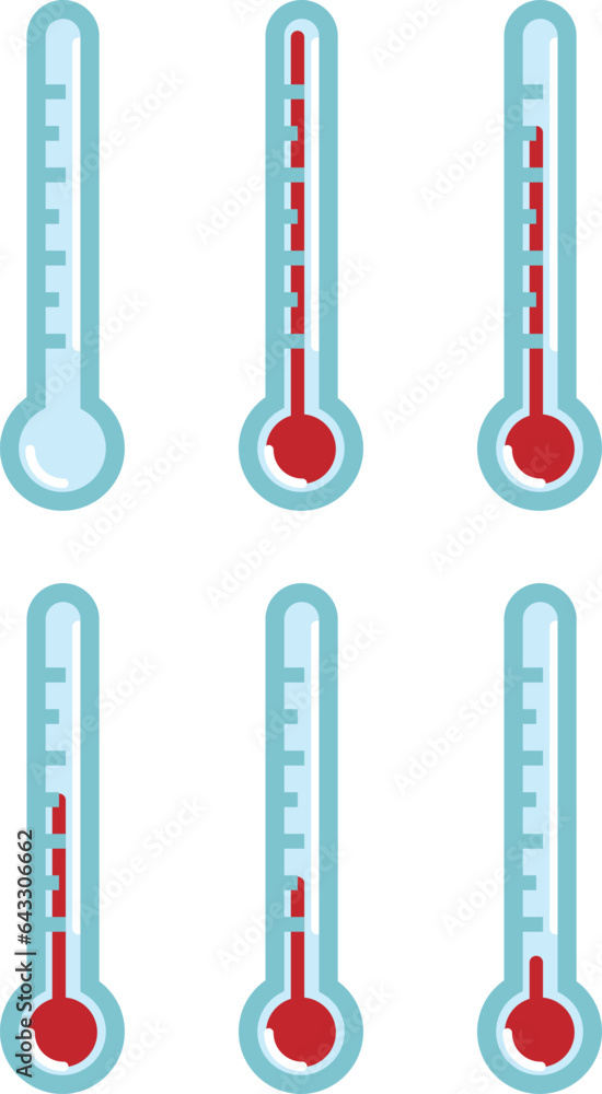A thermometer graphic at different temperatures. Mercury thermometer ...
