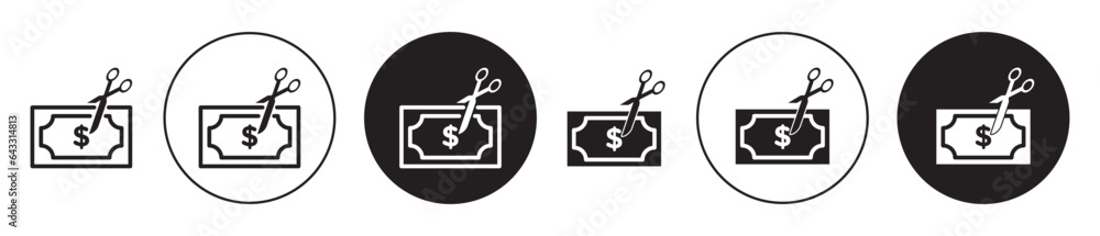 salary deduction vector icon set. business tax cut symbol with scissor ...