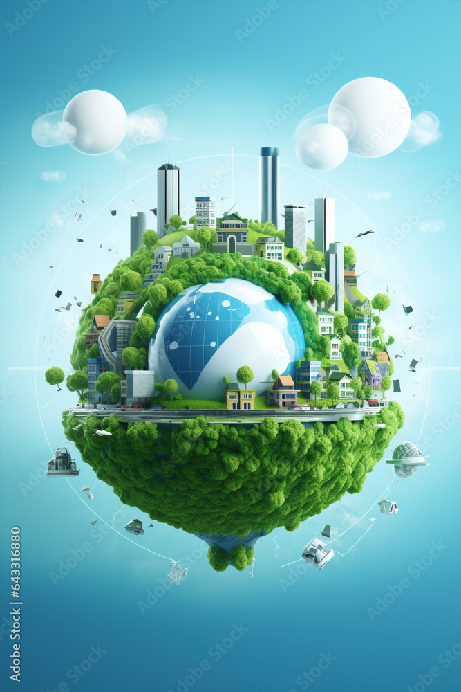 Environmental technology concept. Abstract illustration. Sustainable ...