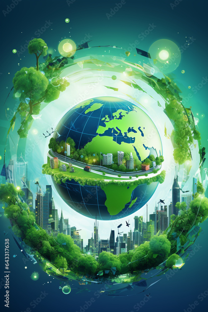 Environmental technology concept. Abstract illustration. Sustainable ...