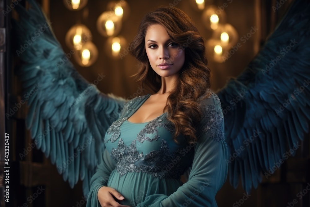 Beautiful woman angel pregnant with son of god holy miracle Stock Photo ...