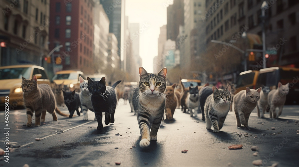 Many cat are race around award winning animal image Ai generated art ...