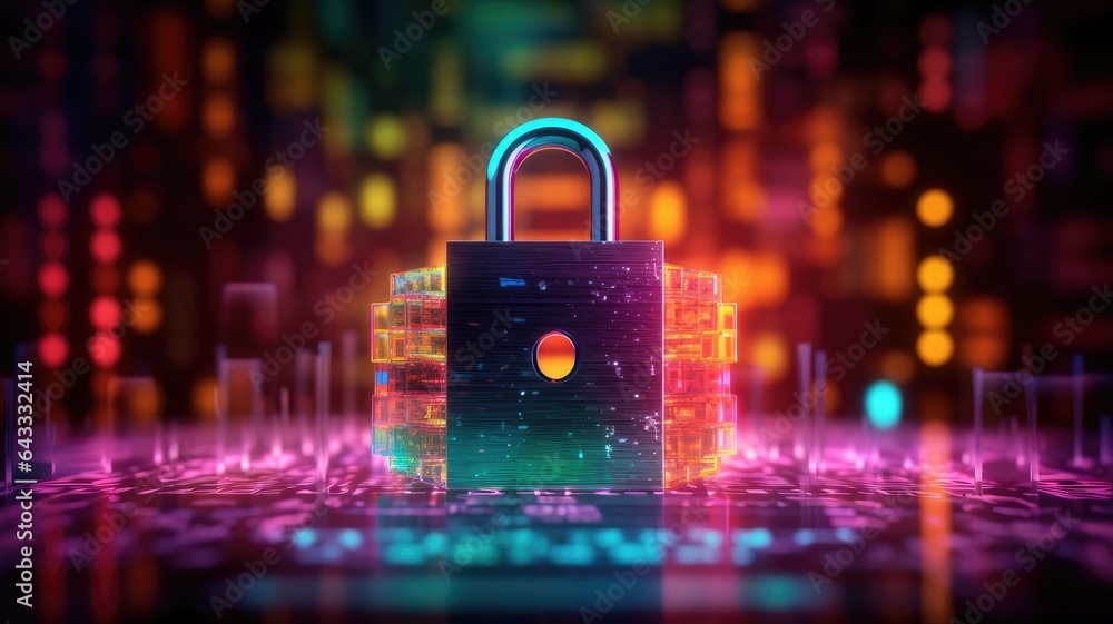 A Padlock Interconnected With A Series Of Firewalls And Encryption Symbols Illustrating The