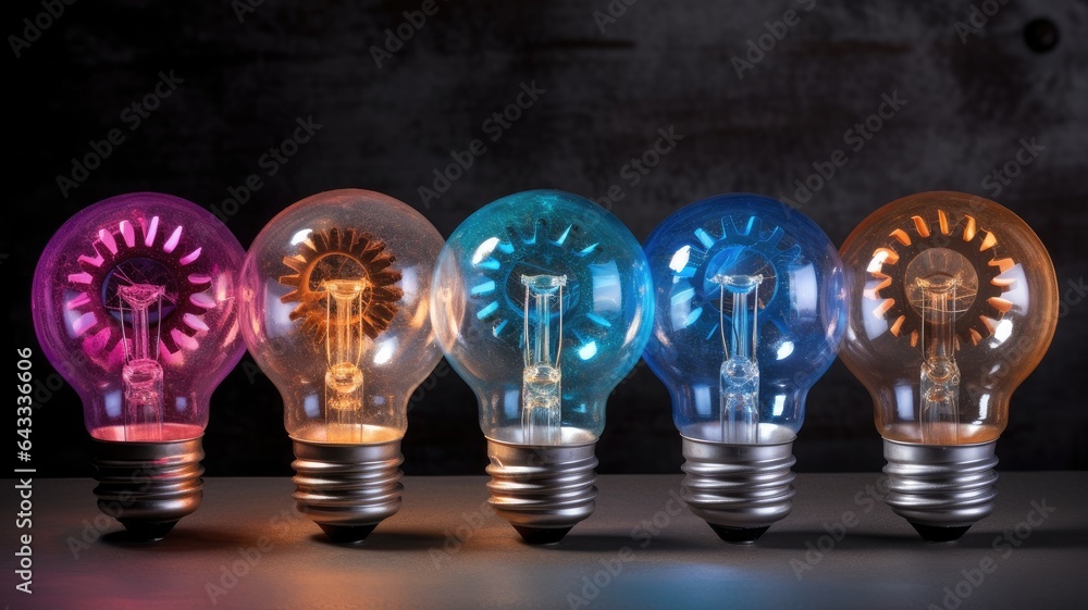 Gears transforming into lightbulbs, illustrating the process of turning ...