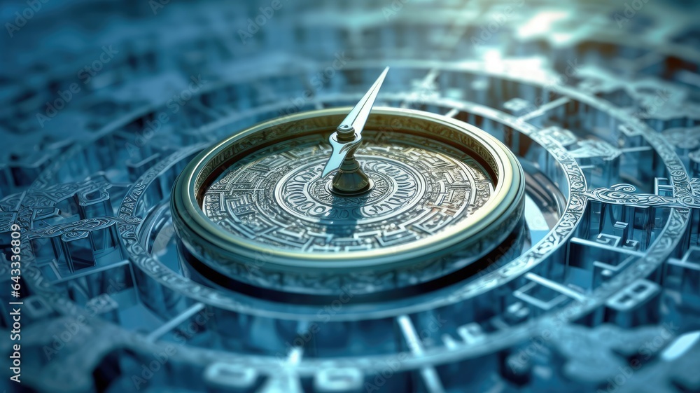 A compass guiding the way through a maze of possibilities, depicting ...