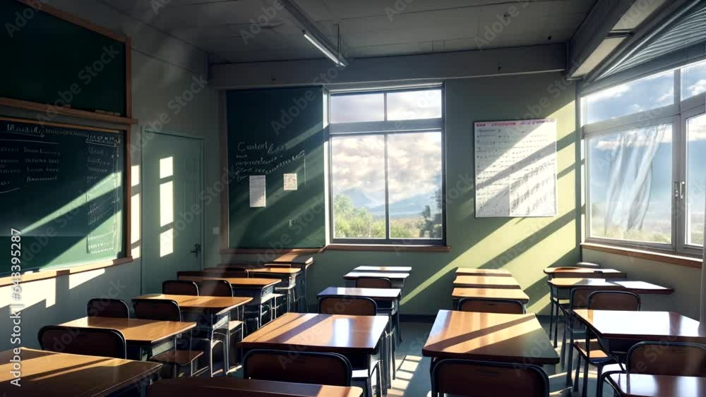 Empty school classroom background. Back to school fantasy animation ...