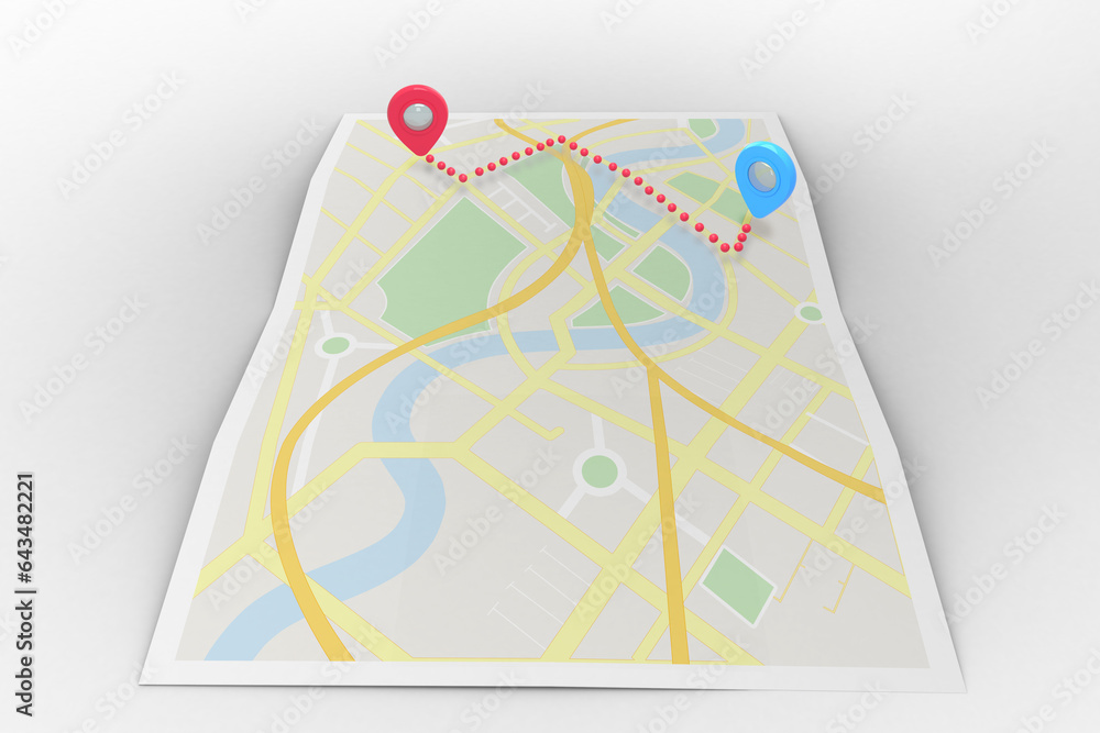 Digital png illustration of map with destination route on transparent ...