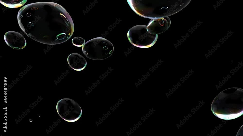 Water bubble element animation. Movement of air bubbles on black ...