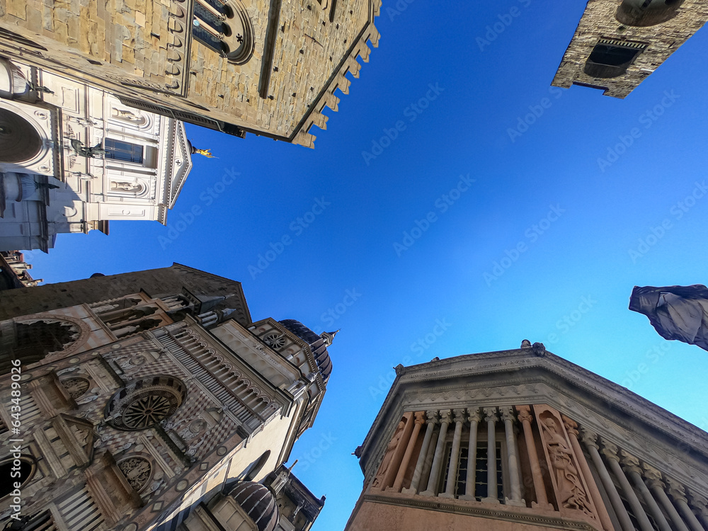 Bottom up view of Colleoni Chapel (Cappella Colleoni) and Basilica of ...