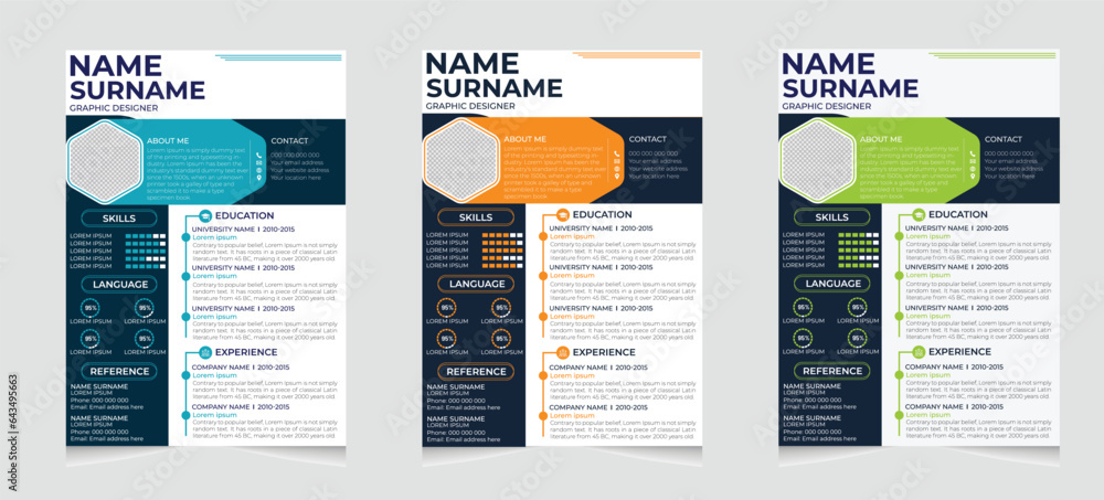 Professional cv or resume template design or cover letter with a modern ...
