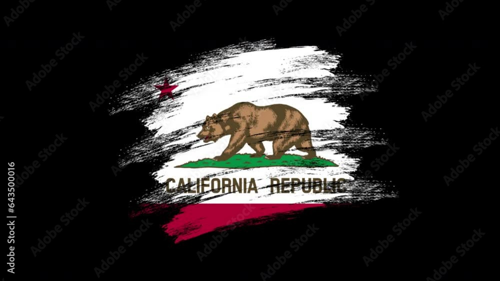 4K Paint Brush California Flag with Alpha Channel. Waving Brushed ...