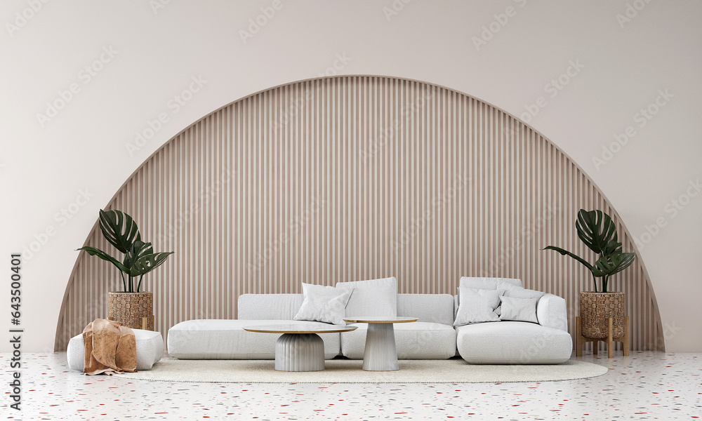 Living room and pink pastel arch wall texture background, Minimal ...