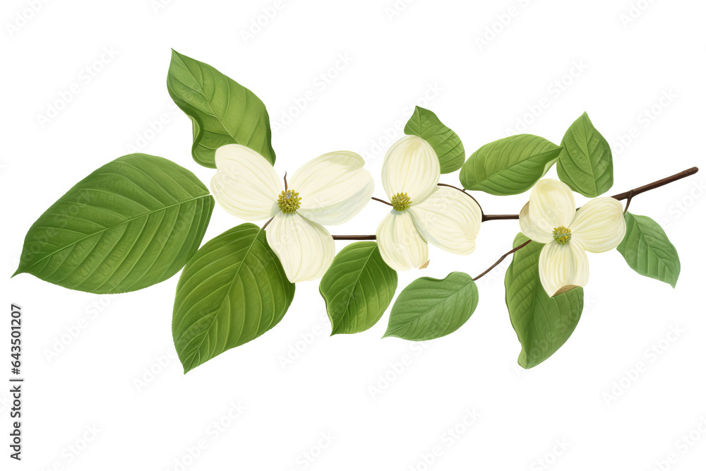 Beautiful green dogwood leaves isolated on transparent background ...