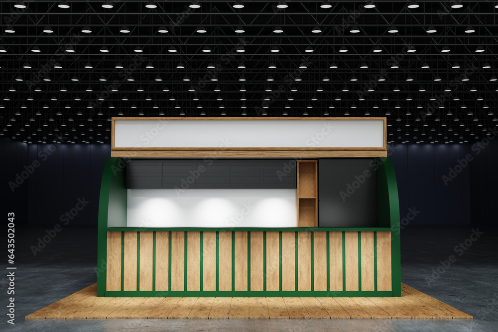 Green and wood booth exhibition stand display mockup design for event ...