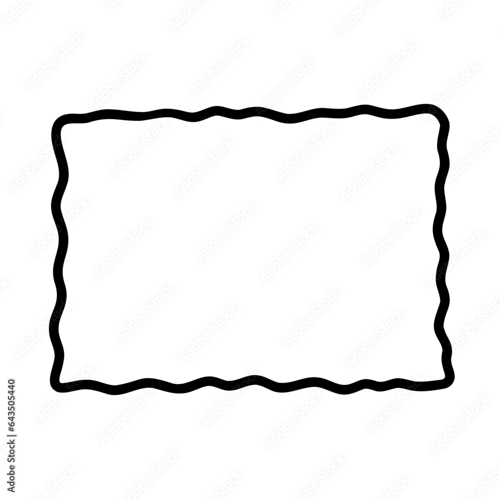 Hand drawn Rectangle frame. Doodle hand drawn wavy curve deformed ...