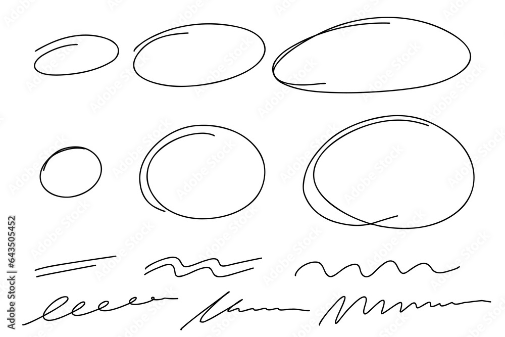 Highlight hand drawn ovals and lines. Handdrawn marker underlines ...