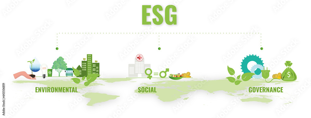 Unveiling ESG: Constructing a Sustainable Future. Infographic about the ...
