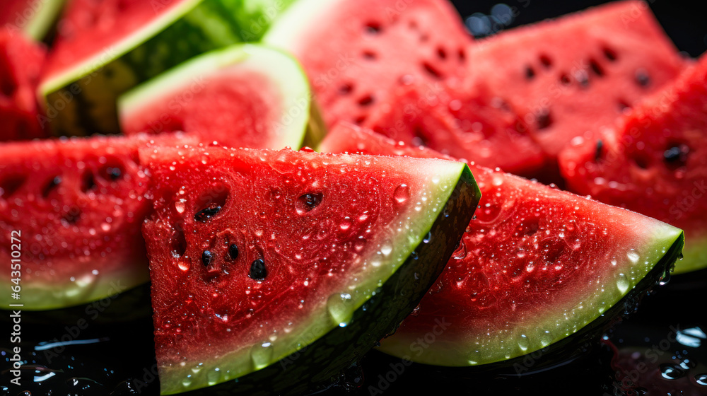 Top view of pile of fresh watermelon fruits with water spots, healthy ...