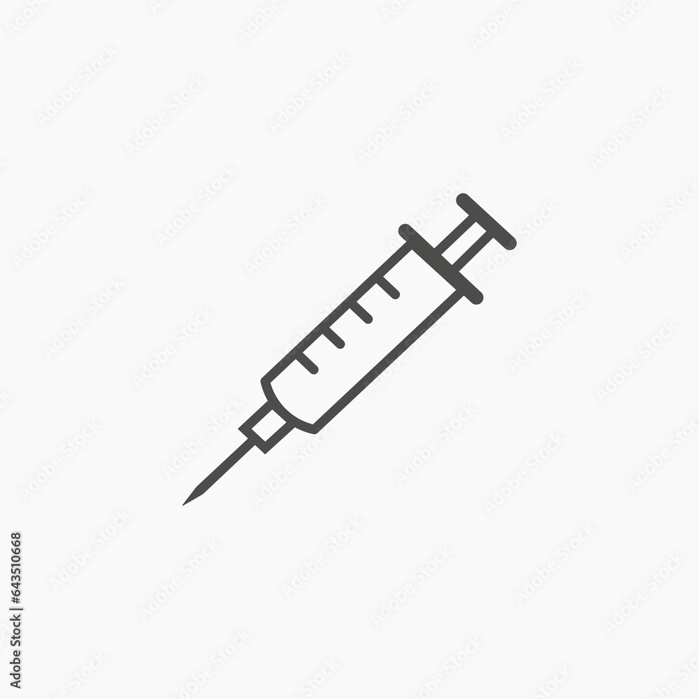 Syringe Injection icon vector. Medical syringe needle symbol Stock ...