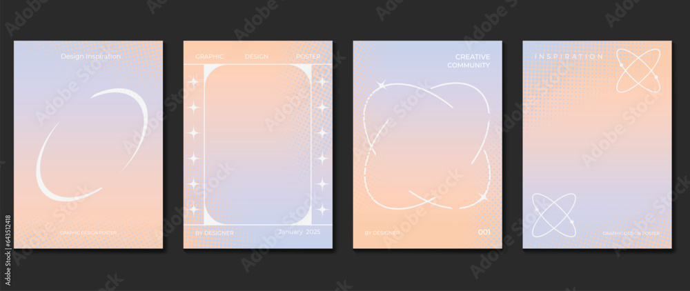 Idol lover posters set. Cute gradient holographic background vector ...