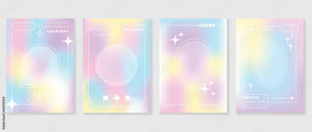 Idol lover posters set. Cute gradient holographic background vector ...