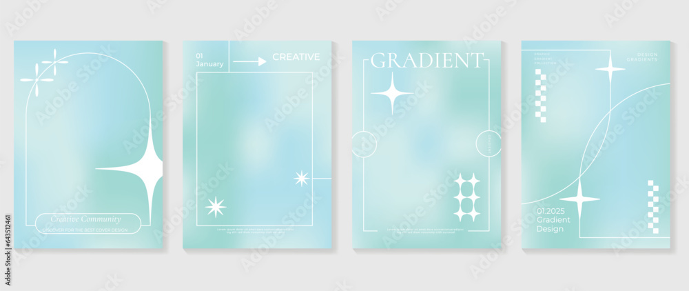Idol lover posters set. Cute gradient holographic background vector ...