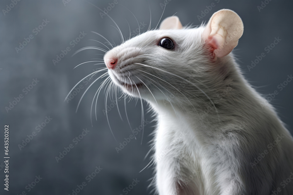 Cute Rat On Gray Background . Сoncept Pet Rats, Animal Photography ...