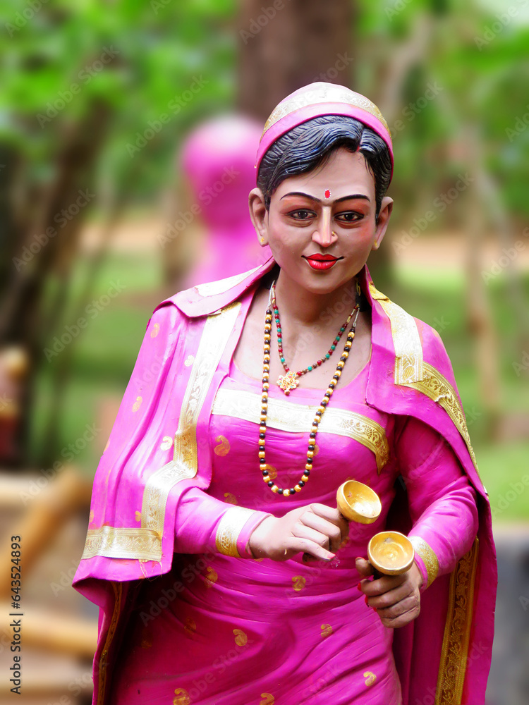 Statue of Ummatt-aat or kadava female dance. Folk dance form performed ...