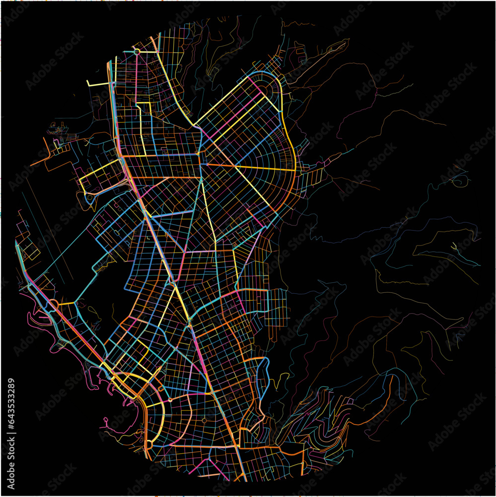 Colorful Map of Glyfada, Attica with all major and minor roads. Stock ...