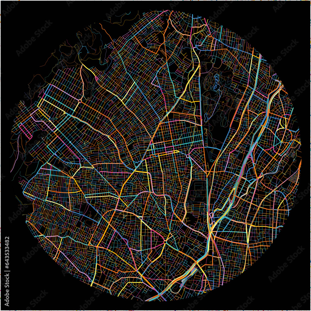 Colorful Map of Ilio, Attica with all major and minor roads. Stock ...