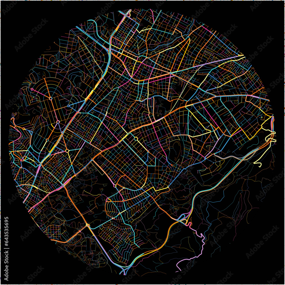 Vecteur Stock Colorful Map of Cholargos, Attica with all major and ...