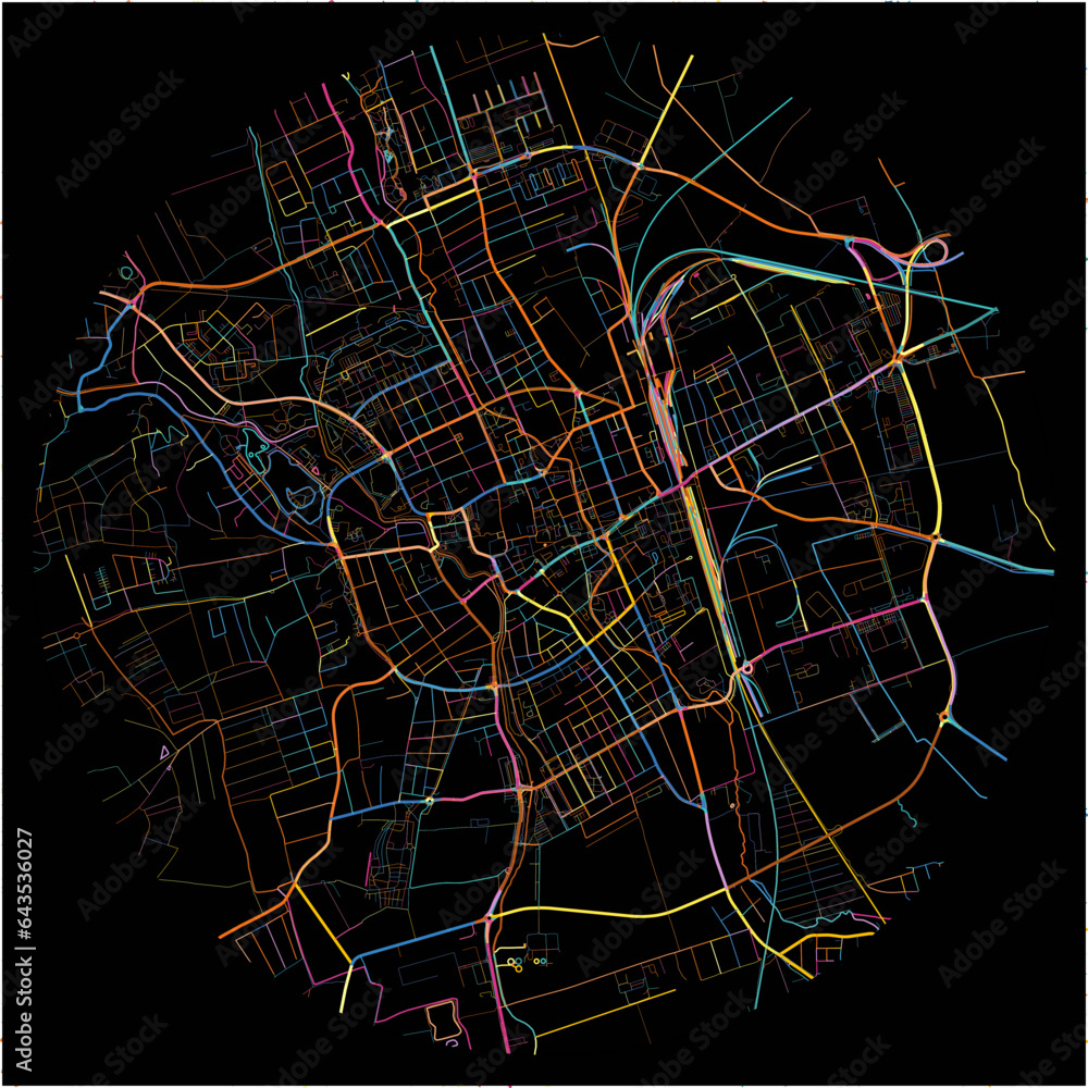Colorful Map of Szombathely, Vas with all major and minor roads. Stock ...