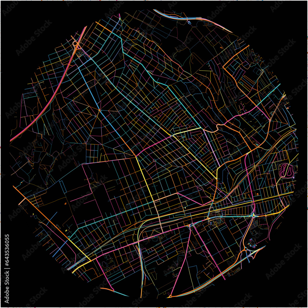 Colorful Map of Erd, Pest with all major and minor roads. Stock Vector ...
