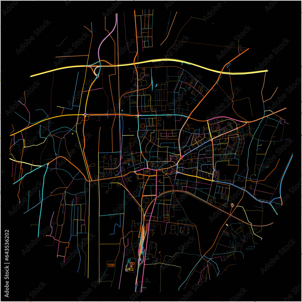 Colorful Map of Nagykanizsa, Zala with all major and minor roads. Stock ...