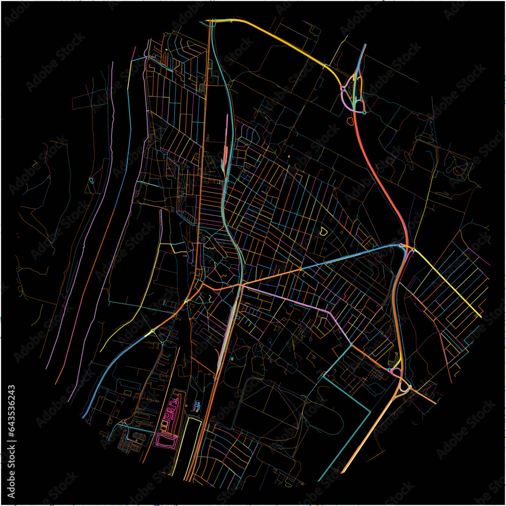 Colorful Map of Dunakeszi, Pest with all major and minor roads. Stock ...