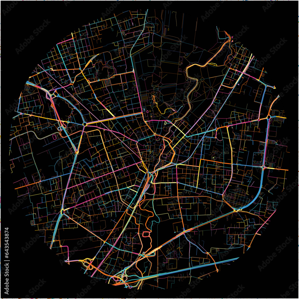 Colorful Map of Monza, Lombardy with all major and minor roads. Stock ...