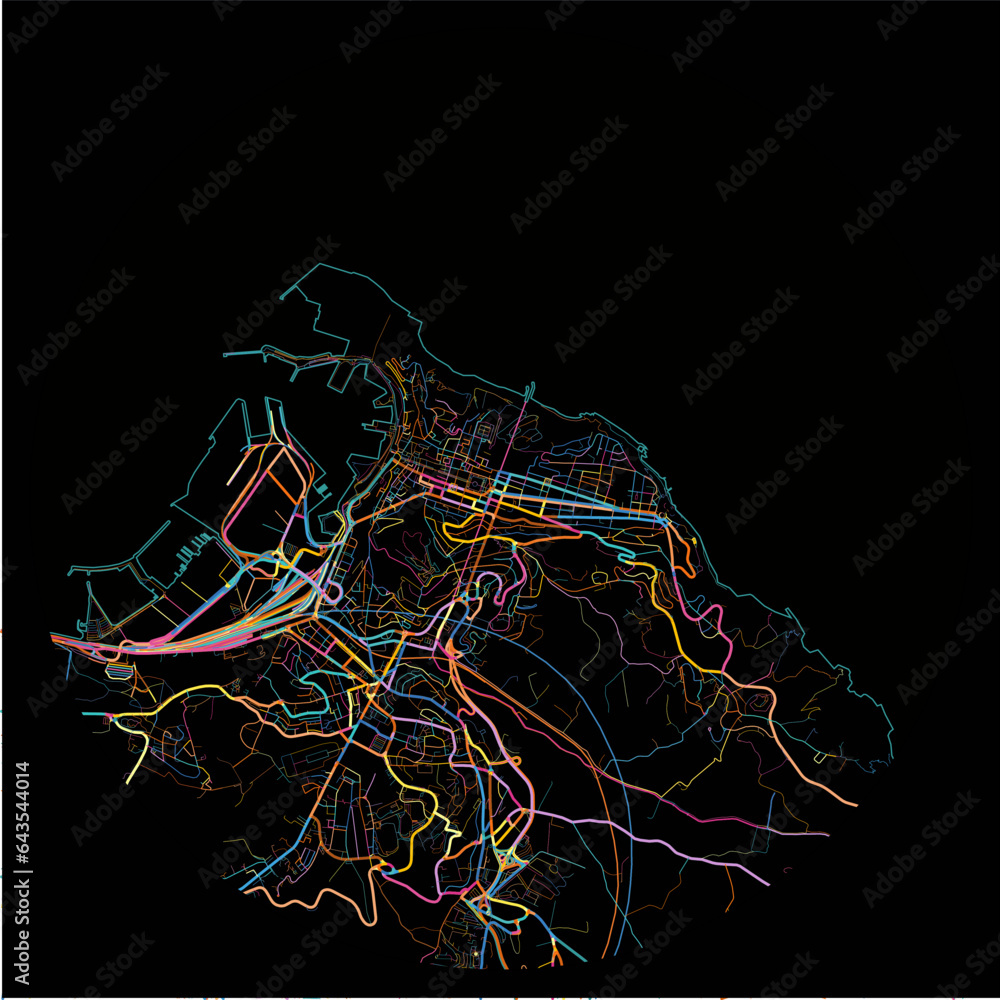 Colorful Map of Ancona, Marche with all major and minor roads. Stock ...
