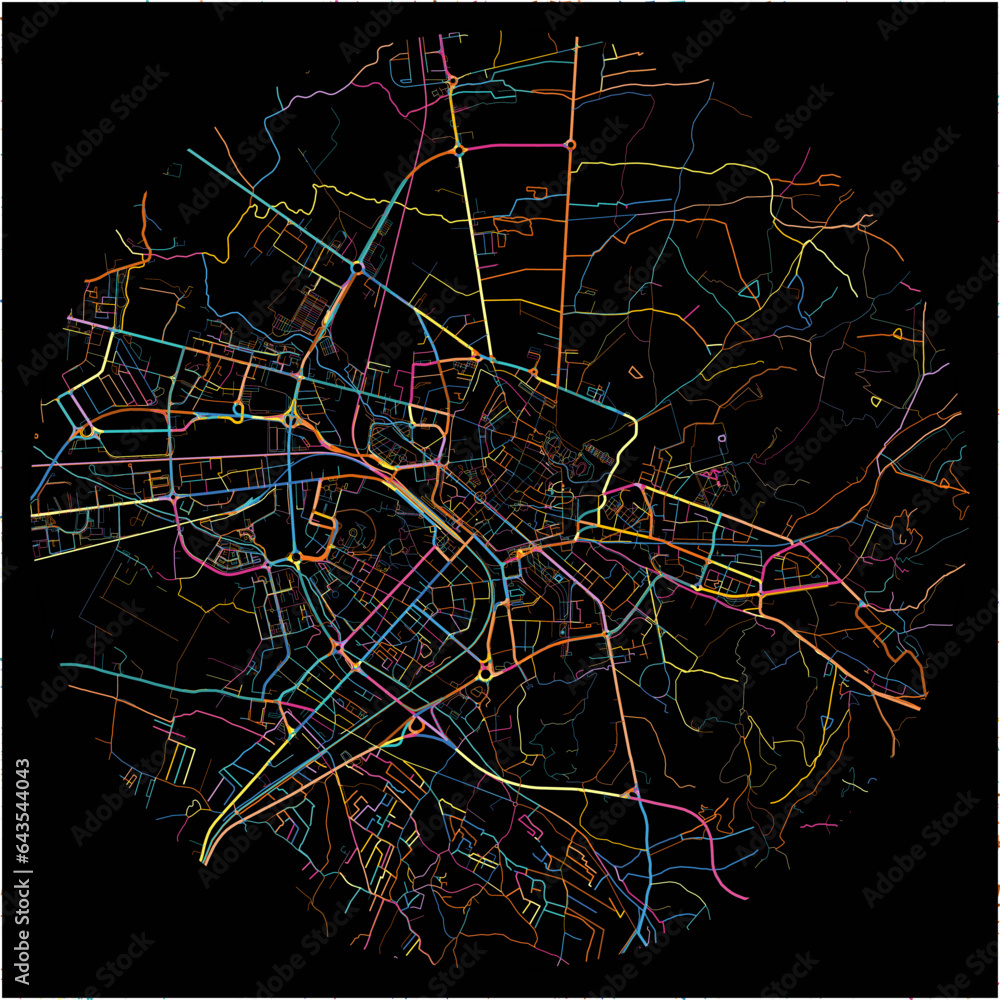 Colorful Map of Arezzo, Tuscany with all major and minor roads. Stock ...
