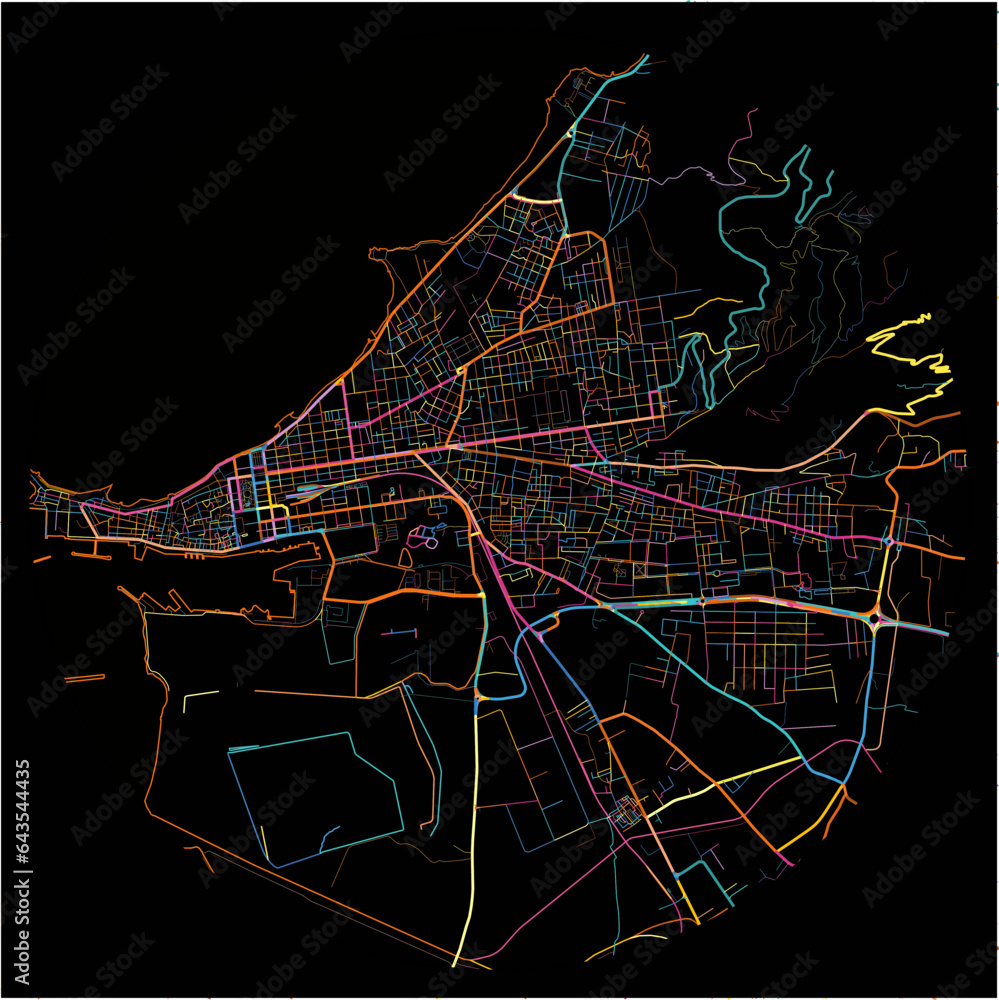 Colorful Map of Trapani, Sicily with all major and minor roads. Stock ...
