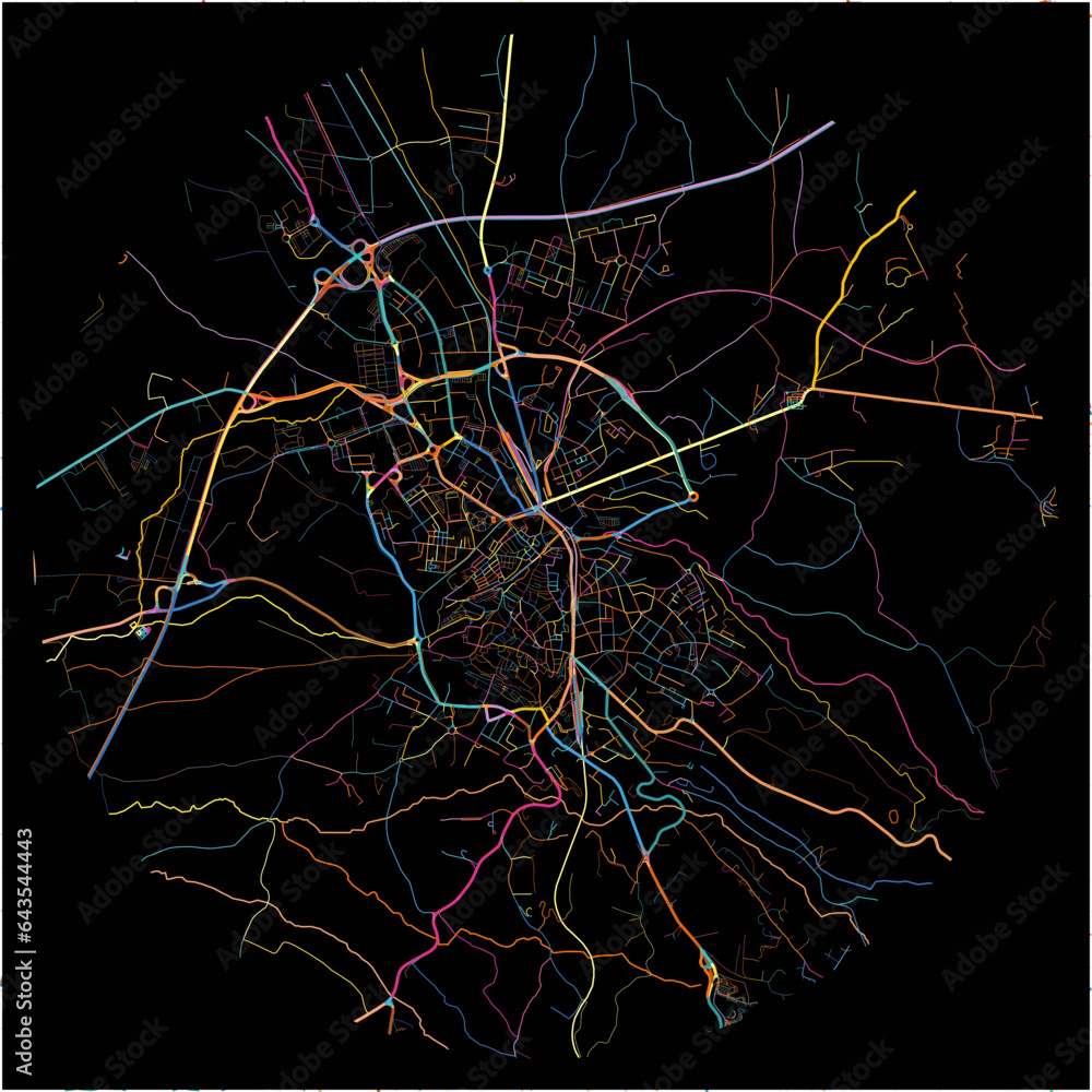 Colorful Map of Viterbo, Lazio with all major and minor roads. Stock ...