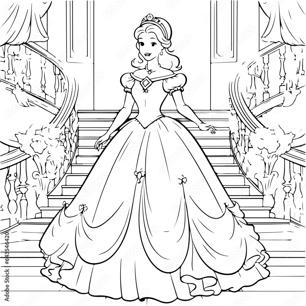 Poster Princess coloring page for your design – Tableau | Europosters