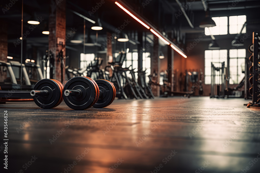 Gym Equipmend Dumbells in a Gym - Fitness Space, Soft Focus Blurry ...