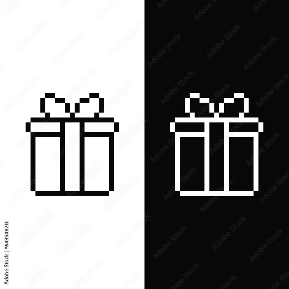 pixel gift icon. gift box sign pixel art icon vector 8 bit game Stock ...