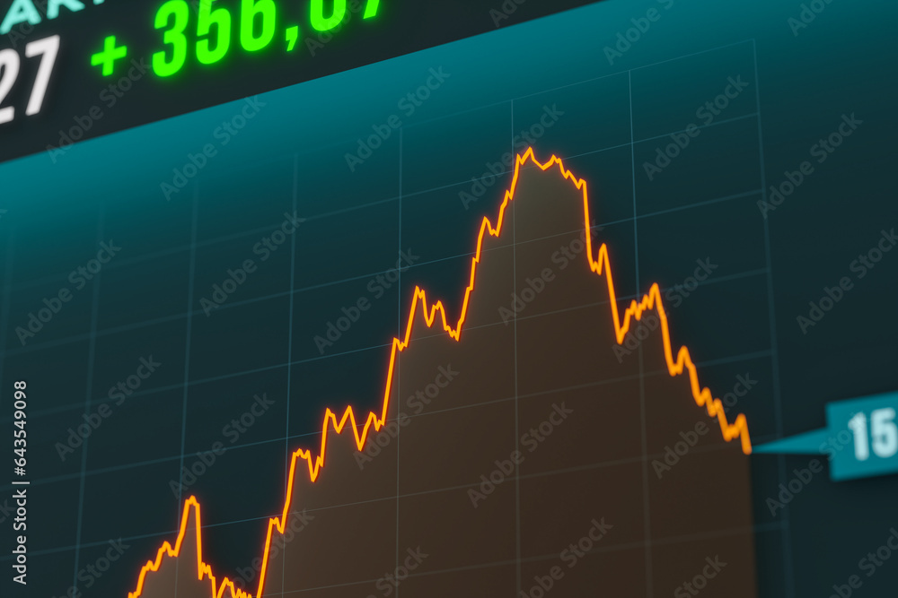Stock market index moving up. Rising stock market, making profit. High ...